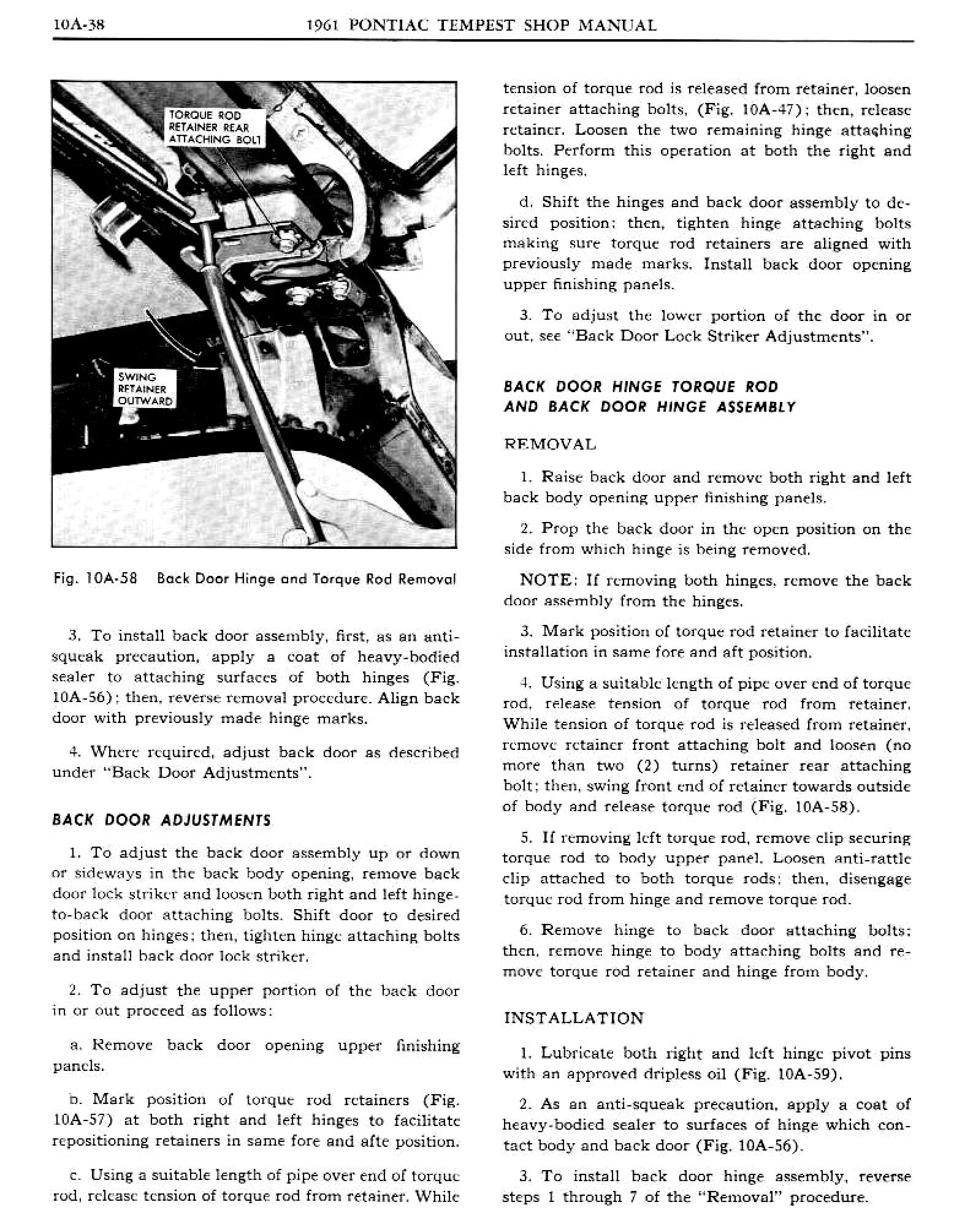 1961 Pontiac Tempest Shop Manual- Body Page 39 of 62